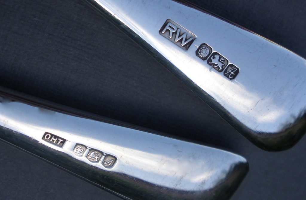 Robert Welch, matched set of six silver Alveston pattern fish knives ...