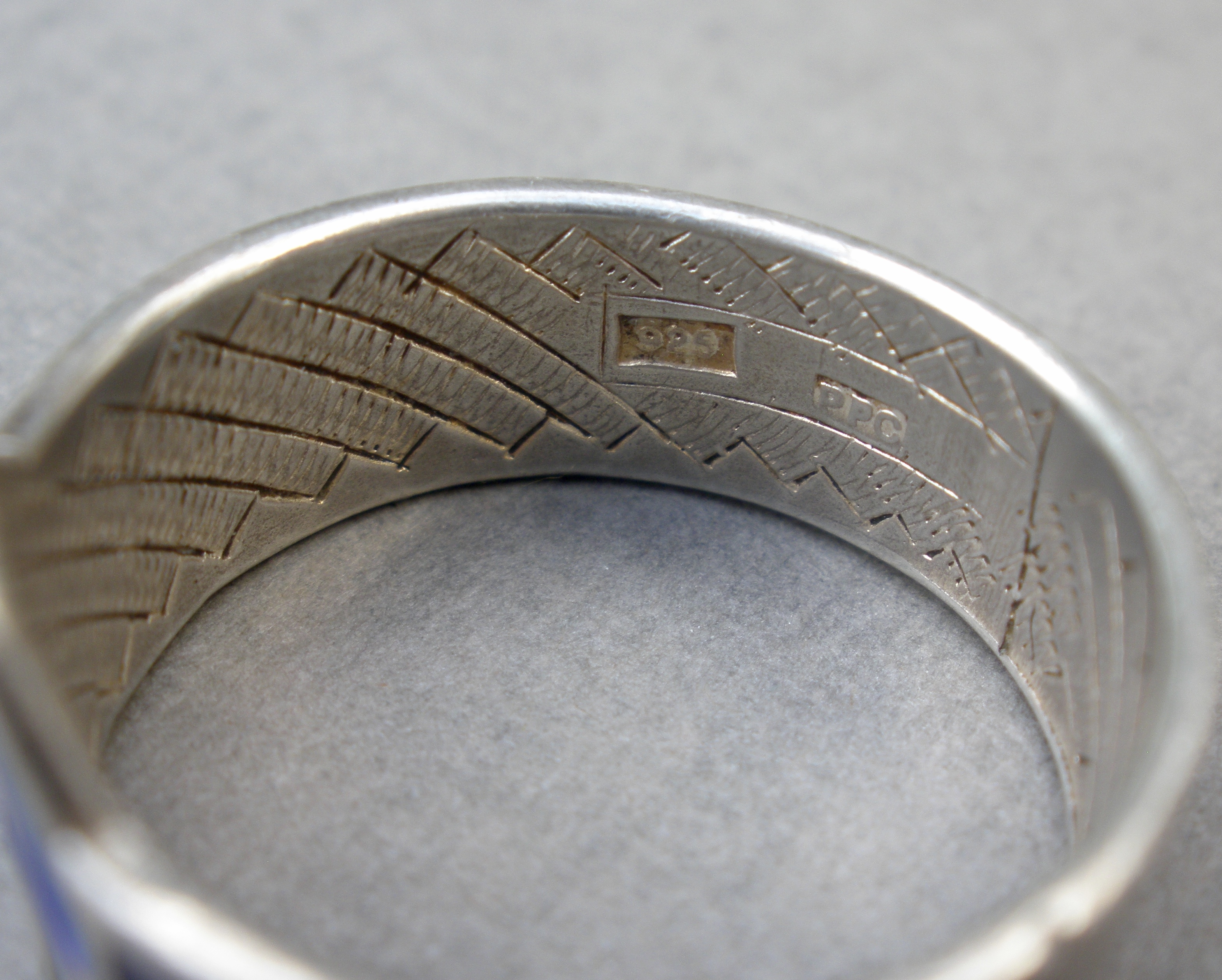 Pat Cheney, silver and enamel ring, Scotland, 2000’s to current, marks ...