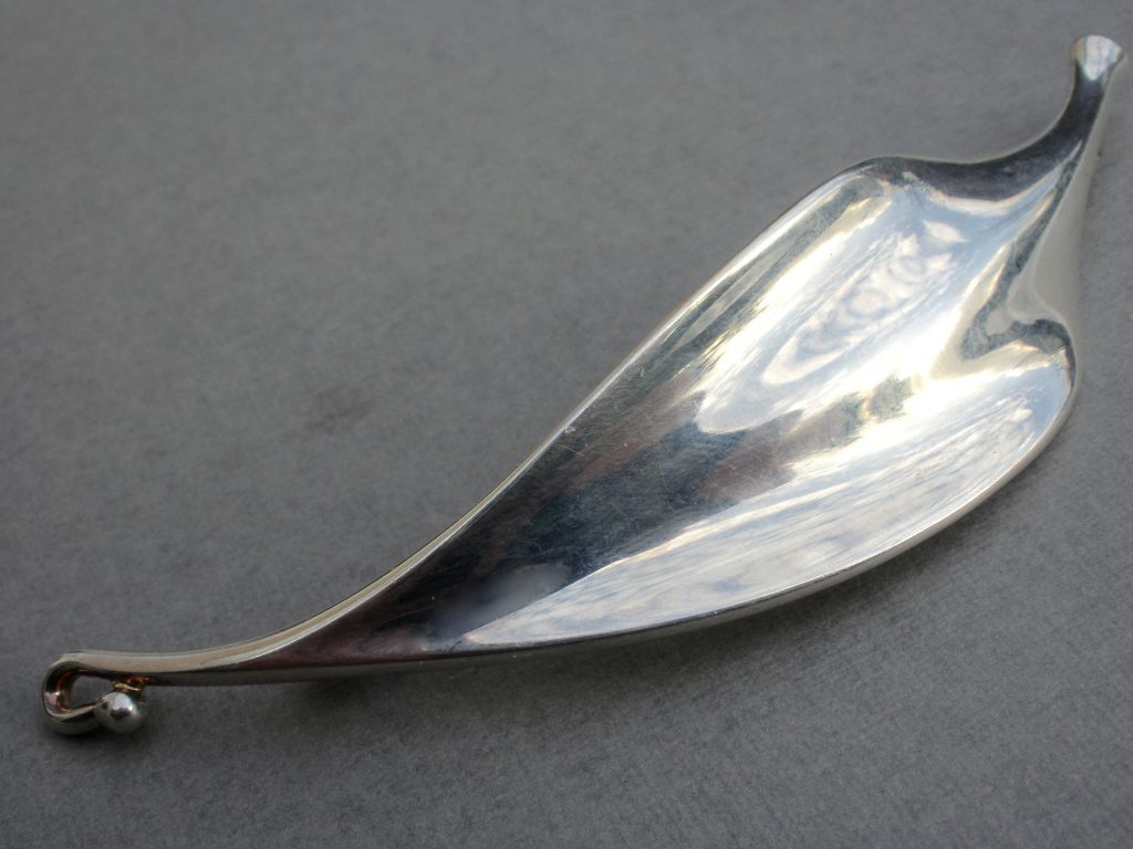Torun Bulow Hube, for Georg Jensen, silver leaf brooch, #391, Denmark ...