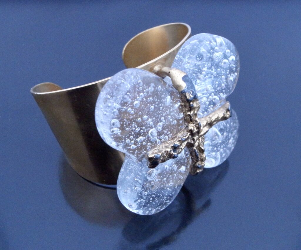 Jacob Hull, for Buch & Deichmann, rare glass and gilded metal bangle ...