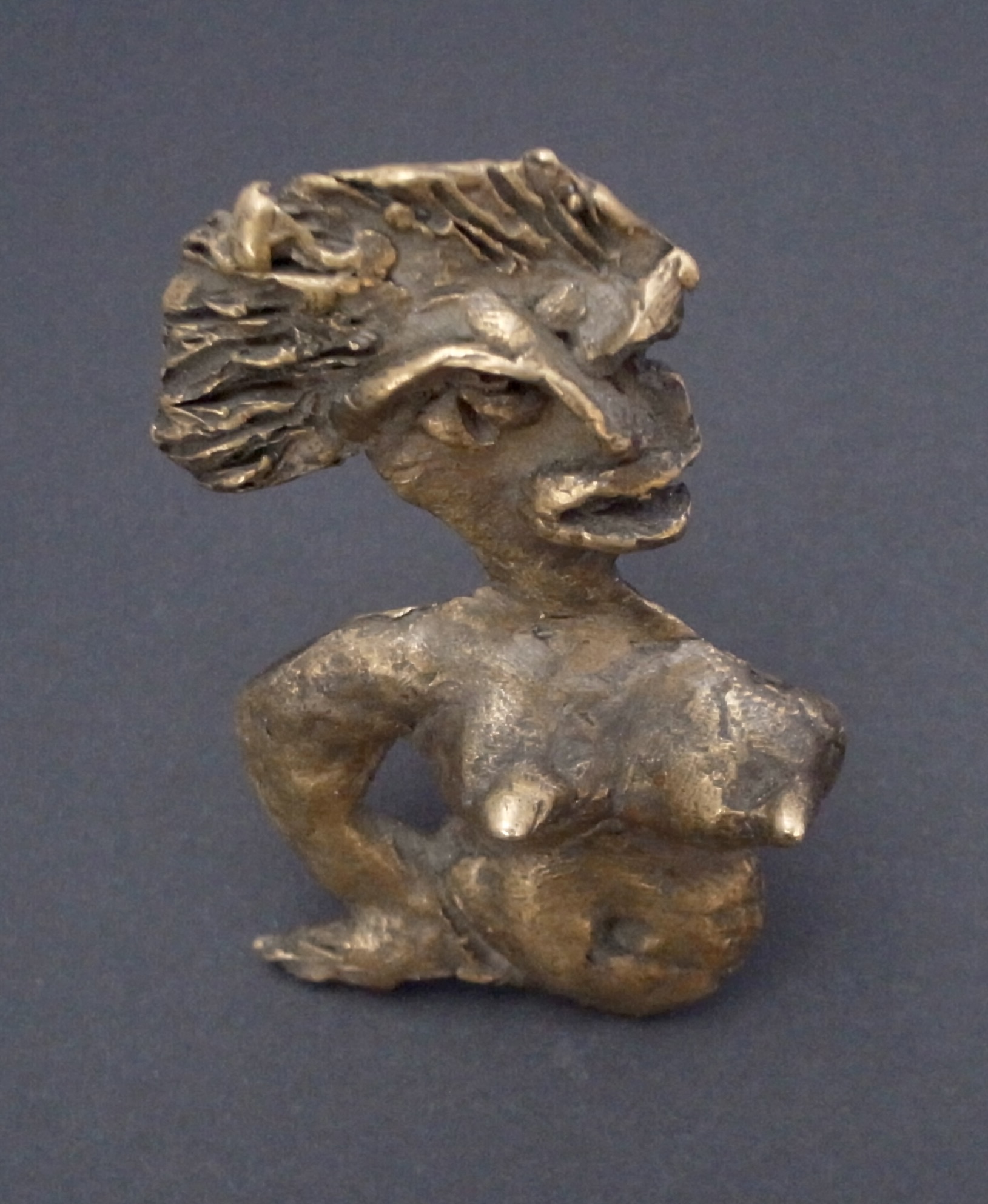 Francoise Mayeras (1942-), bronze cast brooch of a naked female demi ...